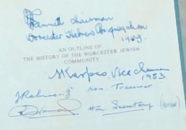 An Outline of the History of the Worcester Jewish Community. on the ...