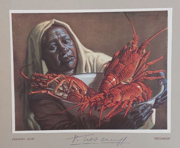 Vladimir Tretchikoff: Crawfish Seller, Signed Original Colour Print